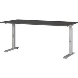 Germania DOWNEY höhenverstellbarer Schreibtisch grafit rechteckig, C-Fuß-Gestell silber 160,0 x 80,0 cm