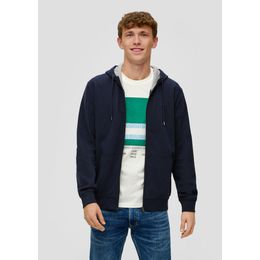 s.Oliver - Sweatshirt-Jacke mit Kapuze und Logo, Herren, blau, Größe M