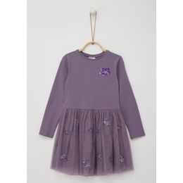 s.Oliver - Jerseykleid mit Tüll und Pailletten, Kinder, lila, Größe 134