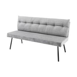 Riess Ambiente riess-ambiente Sitzbank BIG GEORGE - 160cm grau Samt Strukturstoff schwarz Metall mit Lehne Modern