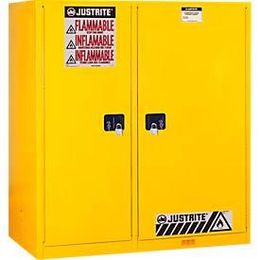 Justrite FM-Sicherheitsschrank Double-Duty Vertical Drum Sure-Grip® EX, bis 435 Liter, selbstschließende Türen, gelb