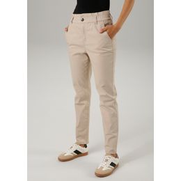 Paperbag-Hose Aniston CASUAL Gr. 44, N-Gr, beige (sand) Damen Hosen mit bequemen Gummizugbund - NEUE KOLLEKTION