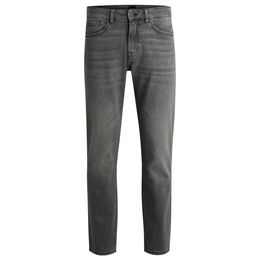 Straight-Jeans BOSS Orange "RE.MAINE BO" Gr. 33, Länge 30, grau (medium grey032) Herren Jeans mit BOSS Leder-Badge