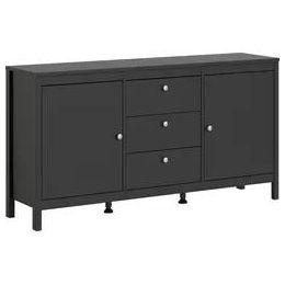 Sideboard Home Affaire "Madrid, Aufbewahrung, Schubladenschrank, Sideboard" Sideboards Gr. B/H/T: 151,2 cm x 79,9 cm x 38,4 cm, 3 St., schwarz (schwarz matt) mit 2 Türen und 3 Schubladen, Breite 151 cm, Höhe 80 cm