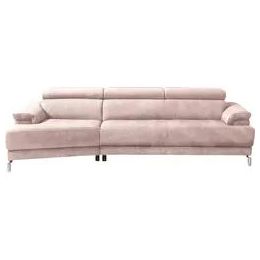 Ecksofa Egoitaliano "Soul, extravagantes Designsofa, Megasofa, super bequem, tolle Details" Sofas Gr. B/H/T: 246cm x 99cm x 140cm, Luxus-Microfaser Lederoptik, Recamiere links, grau (opal grau) mit Trapez-Abschlußelement, inkl verstellbarer Kopfteile