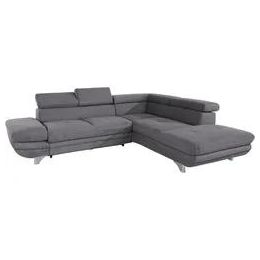 Ecksofa COTTA "Enterprise L-Form", grau (stone), B:273cm H:72cm T:237cm, Struktur (100% Polyester ), Chenille (90% Polyester; 10% Polyamid ), Sofas, inklusive Kopf- und Armteilverstellung, wahlweise mit Bettfunktion