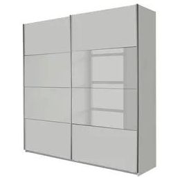 Schwebetürenschrank Rauch "Quadra Bestseller Schlafzimmerschrank in vielen Breiten" Schränke Gr. B/H/T: 181 cm x 210 cm x 62 cm, 2 St., grau (seidengrau, seidengrauglas) Kleiderschrank Garderobenschrank Schrank mit Glaselementen