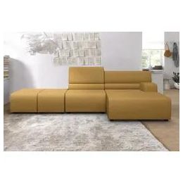 Ecksofa Egoitaliano "Babouche, Designsofa mit außergewöhnlichem Sitzkomfort zum Wohlfühlen" Sofas Gr. B/H/T: 384cm x 80cm x 98cm, Luxus-Microfaser Lederoptik, Recamiere rechts, gelb