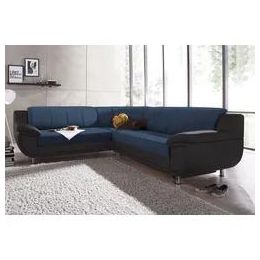 Ecksofa Trendmanufaktur "Rondo 3, L-Form" Sofas Gr. B/H/T: 267cm x 85cm x 247cm, Material, langer Schenkel rechts, Ohne Federkern, mit Bettfunktion, schwarz (schwarz/petrol) wahlweise mit Federkern, Bettfunktion