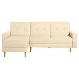 Ecksofa Max Winzer "Just Chill" Sofas Gr. B/H/T: 230cm x 93cm x 152cm, Strukturgewebe 16523, Recamiere beidseitig montierbar, beige Schlafsofa mit Recamiere, Rückenverstellung, inklusive Stauraumhocker