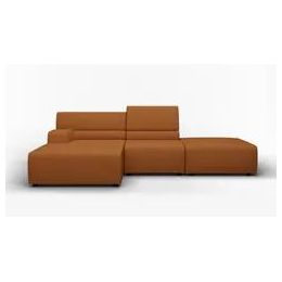 Ecksofa Egoitaliano "Babouche, Designsofa mit außergewöhnlichem Sitzkomfort zum Wohlfühlen" Sofas Gr. B/H/T: 287 cm x 80 cm x 98 cm, Luxus-Microfaser Lederoptik, Recamiere links, braun (cognac)