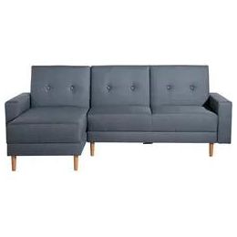 Ecksofa Max Winzer "Just Chill" Sofas Gr. B/H/T: 230cm x 93cm x 152cm, Strukturgewebe 16523, Recamiere beidseitig montierbar, blau (denim) Schlafsofa mit Recamiere, Rückenverstellung, inklusive Stauraumhocker