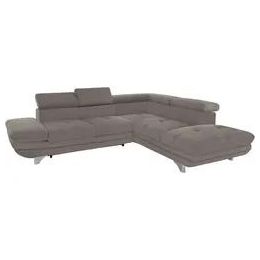 Ecksofa COTTA "Enterprise L-Form", grau (elefant), B:273cm H:72cm T:237cm, Struktur (100% Polyester ), Chenille (90% Polyester; 10% Polyamid ), Sofas, inklusive Kopf- und Armteilverstellung, wahlweise mit Bettfunktion