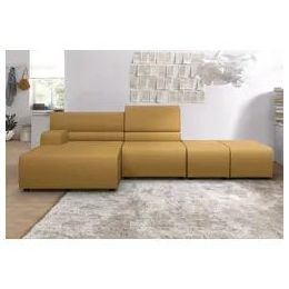 Ecksofa Egoitaliano "Babouche, Designsofa mit außergewöhnlichem Sitzkomfort zum Wohlfühlen" Sofas Gr. B/H/T: 384cm x 80cm x 98cm, Luxus-Microfaser Lederoptik, Recamiere links, gelb