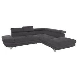 Ecksofa COTTA "Enterprise L-Form", grau, B:273cm H:72cm T:237cm, Struktur (100% Polyester ), Chenille (90% Polyester; 10% Polyamid ), Sofas, inklusive Kopf- und Armteilverstellung, wahlweise mit Bettfunktion