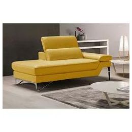 Ottomane Egoitaliano "Princess, elegantes Designsofa mit erstklassigem Sitzkomfort" Sofas Gr. B/H/T: 177 cm x 95 cm x 108 cm, Leder BULL, Armlehne rechts, gelb inkl. verstellbarem Kopfteil und edle Designmetallfüße