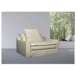 XXL-Sessel furninova "Sake Loveseat und Megasessel" Sessel Gr. Struktur, B/H/T: 133cm x 95cm x 114cm, beige (nature) inklusive 2 Kissen, abnehmbarer und waschbarer Hussenbezug