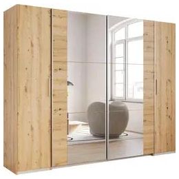 Schwebetürenschrank Rauch "Kleiderschrank Drehtürenschrank Schrank Garderobe KRONACH TOPSELLER" Schränke Gr. B/H/T: 268 cm x 210 cm x 59 cm, 4 St., braun (eiche artisan) mit Dreh- und Schwebetüren Spiegel, viele Böden MADE IN GERMANY