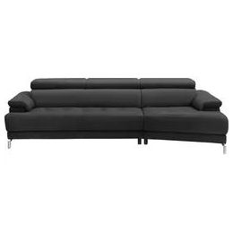 Ecksofa Egoitaliano "Soul, extravagantes Designsofa, Megasofa, super bequem, tolle Details" Sofas Gr. B/H/T: 246 cm x 99 cm x 140 cm, Leder BULL, Recamiere rechts, schwarz mit Trapez-Abschlußelement, inkl verstellbarer Kopfteile