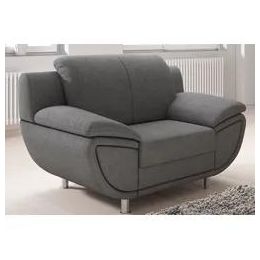 Sessel Trendmanufaktur "Rondo, Loungesessel" Gr. Struktur fein, Ohne Federkern, B/H/T: 121cm x 85cm x 94cm, grau (hellgrau) Polstersessel XXL-Sessel Sessel wahlweise mit komfortablem Federkern, extra breiten Armlehnen