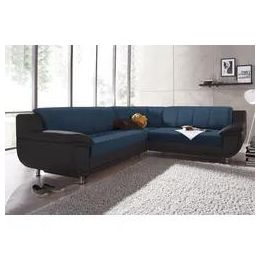 Ecksofa Trendmanufaktur "Rondo 3, L-Form" Sofas Gr. B/H/T: 267cm x 85cm x 247cm, Material, langer Schenkel links, Ohne Federkern, mit Bettfunktion, schwarz (schwarz/petrol) wahlweise mit Federkern, Bettfunktion