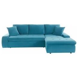 Ecksofa Trendmanufaktur "Indie II, tolle Detailverarbeitung, bequem und komfortabel im Sitz" Sofas Gr. B/H/T: 246cm x 86cm x 155cm, Luxus-Microfaser, Recamiere rechts, mit Bettfunktion, blau (petrol) XL und XXL, wahlweise mit Bettfunktion, L-Form