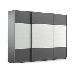 Schwebetürenschrank Rauch "Quadra Bestseller Schlafzimmerschrank in vielen Breiten" Schränke Gr. B/H/T: 315cm x 230cm x 62cm, 3 St., grau (grau metallic/weißglas) Kleiderschrank Garderobenschrank Schrank mit Glaselementen