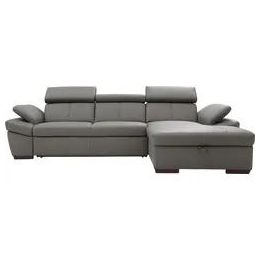 Ecksofa exxpo - SOFA FASHION "Salerno, klassisch modernes Funktionssofa, hoher Sitzkomfort, L-Form" Sofas Gr. B/H/T: 280 cm x 77 cm x 170 cm, Lederfaserstoff, Recamiere rechts, ohne Bettfunktion-ohne Bettkasten, grau (elefant) inkl. Kopf- und Armteilverstellung, wahlweise mit Bettfunktion