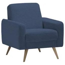 Sessel exxpo - SOFA FASHION "Samso, Loungesessel" Gr. Cord POSO, B/H/T: 82cm x 87cm x 80cm, blau (navy) Einzelsessel elegant und bequem, aktueller Cord Bezug