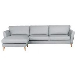 Ecksofa Home Affaire "Meersburg, L-Form" Sofas Gr. Webstoff, Recamiere links, grau (hellgrau) mit Holzfüßen