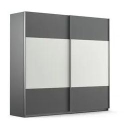 Schwebetürenschrank Rauch "Quadra Bestseller Schlafzimmerschrank in vielen Breiten" Schränke Gr. B/H/T: 226 cm x 210 cm x 62 cm, 2 St., grau (grau metallic, weißglas) Kleiderschrank Garderobenschrank Schrank mit Glaselementen