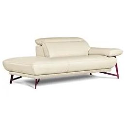 Ottomane Egoitaliano "Anais, Designsofa mit hohem Sitzkomfort, Designfuß" Sofas Gr. B/H/T: 179cm x 74cm x 106cm, Leder BULL, Ottomane links, Armlehne rechts, beige (cremeweiß) Solitärmöbel als Blickfang, inkl. verstellbarer Kopfstützen