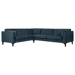 Ecksofa furninova "Avignon" Sofas Gr. B/H/T: 237cm x 78cm x 283cm, Velours, langer Schenkel rechts, ohne Bettfunktion, blau (petrol) inklusive 2 Armlehnkissen, im skandinavischen Design