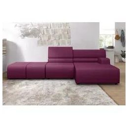 Ecksofa Egoitaliano "Babouche, Designsofa mit außergewöhnlichem Sitzkomfort zum Wohlfühlen" Sofas Gr. B/T: 384cm x 98cm, Luxus-Microfaser BLUSH, Recamiere rechts, pink (fuchsia)