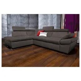 Ecksofa exxpo - SOFA FASHION "Salerno, klassisch modernes Funktionssofa, hoher Sitzkomfort, L-Form" Sofas Gr. B/H/T: 268cm x 77cm x 204cm, Microfaser PRIMABELLE, Ottomane links, ohne Bettfunktion-ohne Bettkasten, grau (anthrazit) inkl. Kopf- und Armteilverstellung, wahlweise mit Bettfunktion