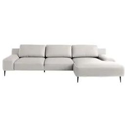 Ecksofa DESIGNWERK "Forma, zeitloses Designsofa mit aktuellem Fuß, L-Form", weiß (snow), B:344cm T:162cm, Leder, Struktur 98% Polyester, 2% Acryl, Sofas, in hochwertiger Verarbeitung und tollem Sitzkomfort