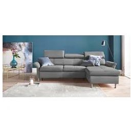 Ecksofa exxpo - SOFA FASHION "Maretto, bequem und komfortabel, L-Form", grau, B:257cm H:96cm T:167cm, Luxus-Microfaser (100% Polyester), Sofas, inkl. Kopf- bzw. Rückenverstellung, wahlweise mit Bettfunktion