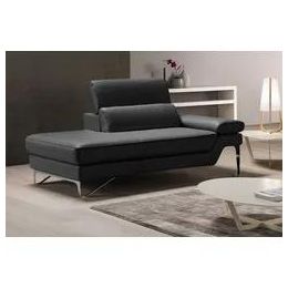 Ottomane Egoitaliano "Princess, elegantes Designsofa mit erstklassigem Sitzkomfort" Sofas Gr. B/H/T: 177cm x 95cm x 108cm, Leder BULL, Armlehne rechts, schwarz inkl. verstellbarem Kopfteil und edle Designmetallfüße