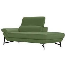 Ottomane Egoitaliano "Narcisa, Designsofa" Sofas Gr. B/H/T: 174cm x 96cm x 110cm, Leder CAREZZA, Ottomane rechts, grün (sprite) mit verstellbarer Kopfstütze, Solitärmöbel als Blickfang