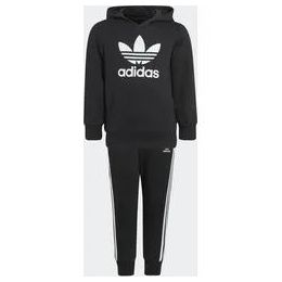 Trainingsanzug Adidas ORIGINALS "ADICOLOR HOODIE" Gr. 104, schwarz-weiß (black, white) Kinder Sportanzüge