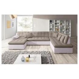 Wohnlandschaft Trendmanufaktur "Rave II, toller Sitzkomfort, auswendige Detailverarbeitung" Sofas Gr. B/H/T: 323cm x 77cm x 202cm, Struktur fein, Recamiere links, ohne Bettfunktion, beige (creme, tan) wahlweise mit Bettfunktion, U-Form