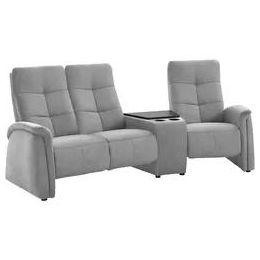 3-Sitzer exxpo - SOFA FASHION "Tivoli, Kinosofa mit Relaxfunktion, Ablagetisch und Stauraum" Sofas Gr. B/H/T: 258cm x 109cm x 152cm, Luxus-Microfaser, silberfarben (silber) bequem und komfortabel, hohe Rückenlehne