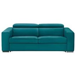 Schlafsofa Egoitaliano "Cabiria, Design und super Sitz- Liegekomfort" Sofas Gr. B/H/T: 226 cm x 97 cm x 103 cm, Luxus-Microfaser, bunt (blaurün) Sofa inkl. Schlaffunktion, Kopfteile verstellbar, mit Metallfüßen