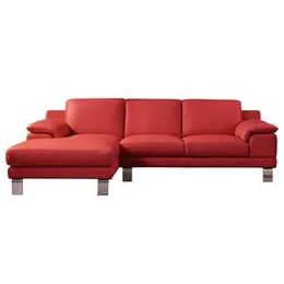 Ecksofa Egoitaliano "Shakira, Design und super Sitzkomfort auf hohem Niveau, tolle Details" Sofas Gr. B/H/T: 236 cm x 84 cm x 152 cm, Leder BULL, Recamiere links, rot (kirschrot) mit Recamiere, L-Form, edle Füße