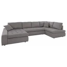 Wohnlandschaft Trendmanufaktur "Indie II, tolle Detailverarbeitung, bequem und komfortabel im Sitz" Sofas Gr. B/H/T: 335cm x 86cm x 179cm, Struktur fein, Recamiere links, ohne Bettfunktion, grau wahlweise mit Bettfunktion, U-Form