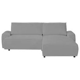 Ecksofa exxpo - SOFA FASHION "Gato, Designsofa mit hohem Sitzkomfort, L-Form" Sofas Gr. B/H/T: 270cm x 93cm x 179cm, Flachgewebe, Recamiere rechts, mit Bettfunktion und Bettkasten, grau (dunkelgrau) inklusive Bettfunktion und Bettkasten