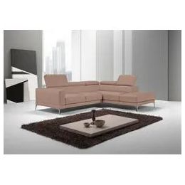 Ecksofa Egoitaliano "Claudie, Designsofa mit extrakomfortablem Sitzkomfort" Sofas Gr. B/H/T: 268cm x 97cm x 226cm, Leder BULL, Recamiere rechts, mit Kopfteilverstellung, rosa (millenium rose) Inkl. Kopfteilverstellung, L-Form