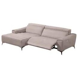 Ecksofa Egoitaliano "Suzette, Designsofa mit hohem Sitzkomfort" Sofas Gr. B/H/T: 266cm x 95cm x 163cm, Luxus-Microfaser Lederoptik, Recamiere links, mit Relaxfunktion, grau (opal grau) mit Recamiere, inkl. 1 elektronischen Relaxfunktion, L-Form