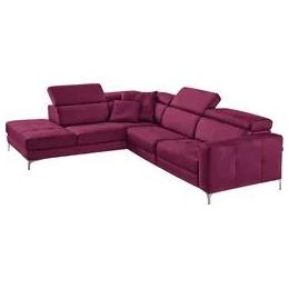 Ecksofa Egoitaliano "Matt, hoher Sitzkomfort und aufwendige Detailverarbeitung, L-Form" Sofas Gr. B/H/T: 285cm x 100cm x 221cm, Luxus-Microfaser BLUSH, Ottomane links, pink (fuchsia) mit Ottomane, inkl. verstellbarer Kopfteile zum Relaxen