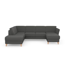 Sit & More Wohnlandschaft SIT & MORE "Visby U-Form", grau, B:303cm H:87cm T:213cm, Sofas, Wohnlandschaft, wahlweise mit Bettfunktion und Stauraum, frei im Raum stellbar